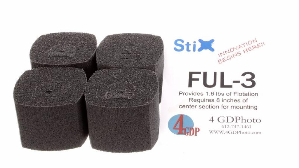 FUL-3-stix underwater arm buoyancy floats | UltraLight Camera Solutions